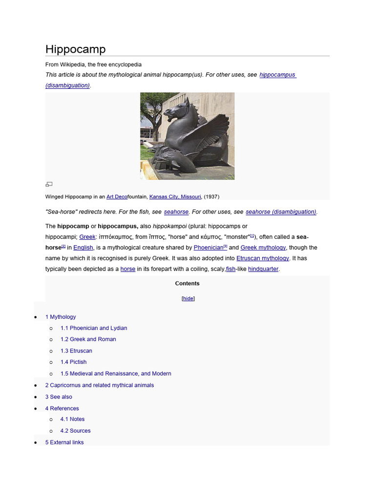 Hippocamp: This Article Is About The Mythological Animal Hippocamp (Us ...
