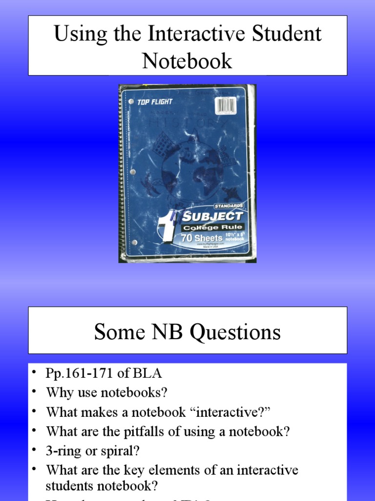 Using the Interactive Student Notebook