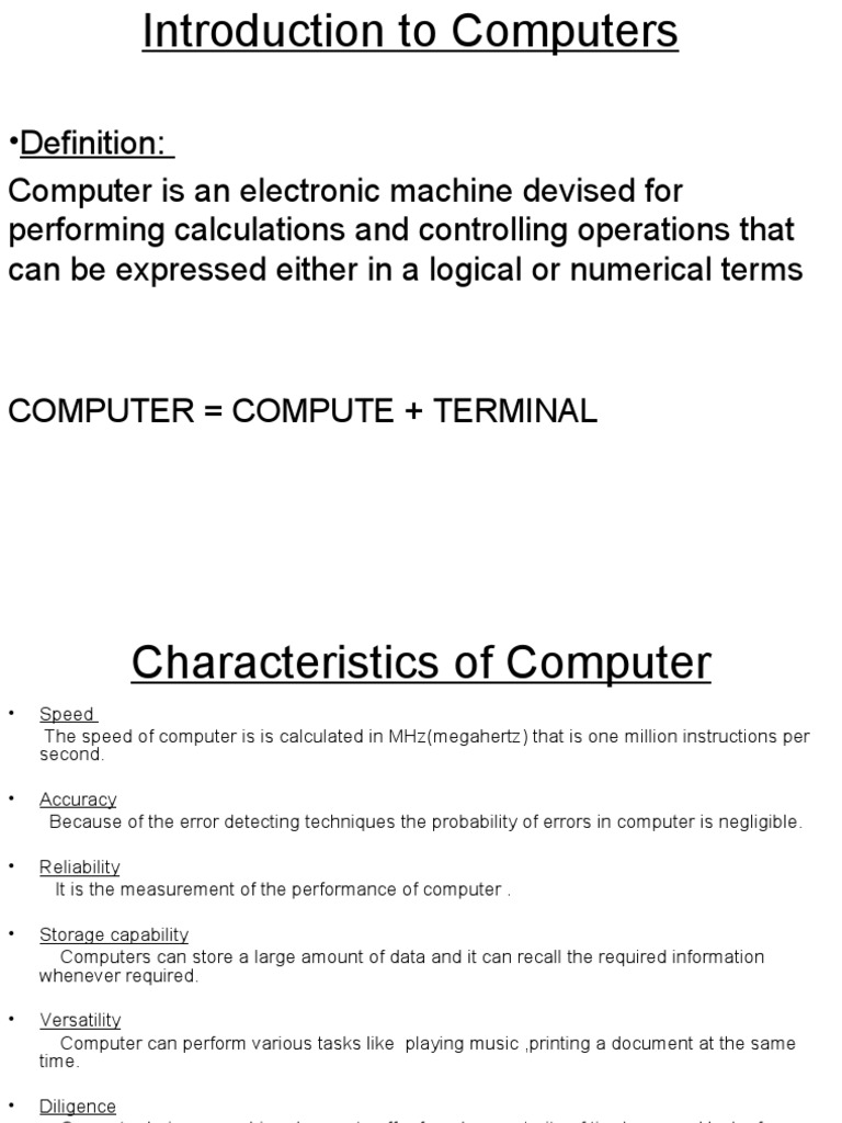 Introduction To Computer1 | PDF | Central Processing Unit | Input/Output