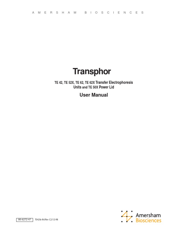 Electroblot User Manual UG - TE 62 Transfer Cooled Unit | PDF | Gel ...