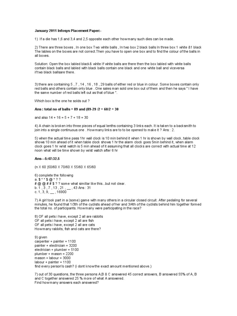 (WWW - Entrance Exam - Net) INFOSYS 2011 | PDF | Leisure | Nature