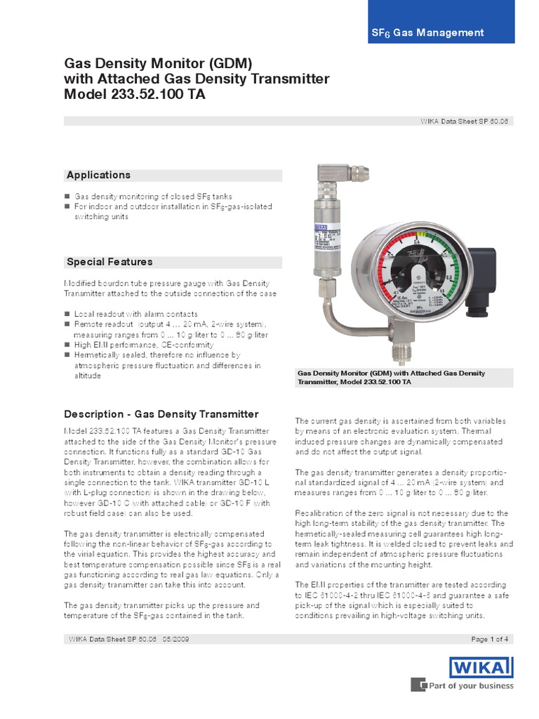 Gas Density Monitor (GDM) With Attached Gas Density Transmitter Model ...