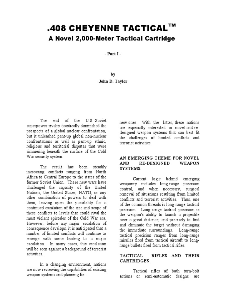 408 Cheyenne Tactical | PDF | Rifle | Cartridge (Firearms)