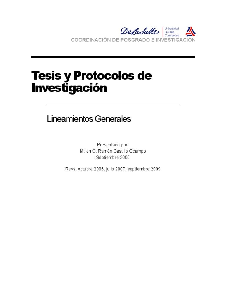 ULSA Cuernavaca Lineamientos Formato Tesis y Protocolos | PDF