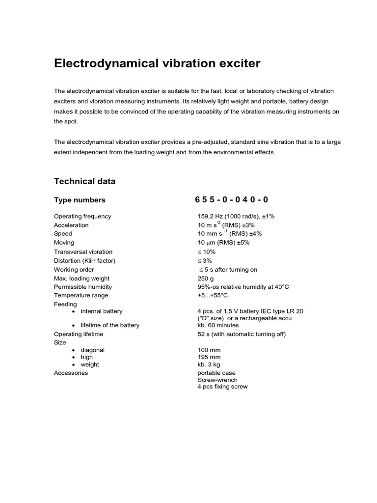 Vibrationexciter en | PDF