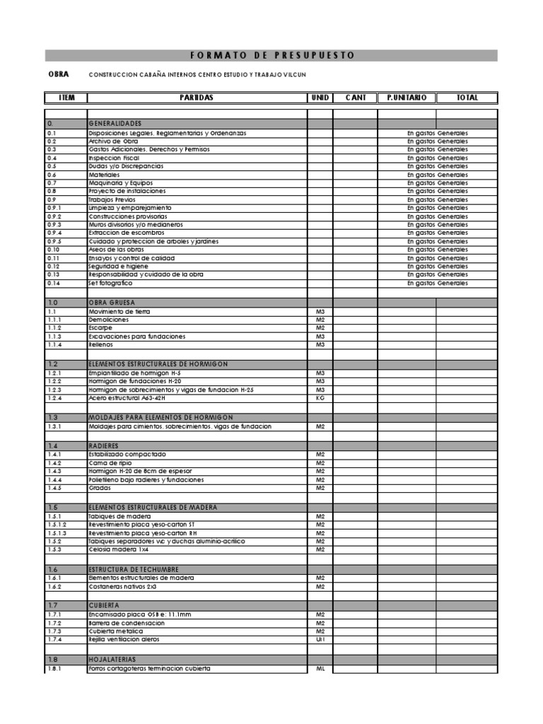Formato Ppto Cet Vilcún | PDF | El hombre hace Materiales | Ingeniería ...