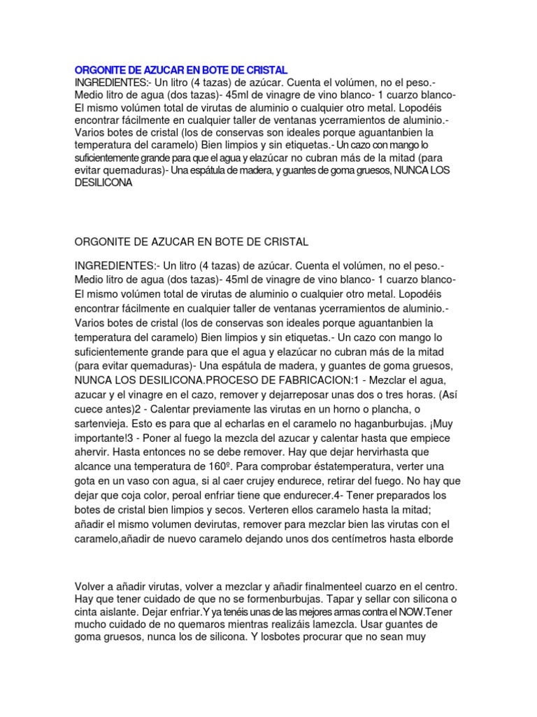 Orgonite de Azucar en Bote de Cristal | PDF | Aluminio | Agua