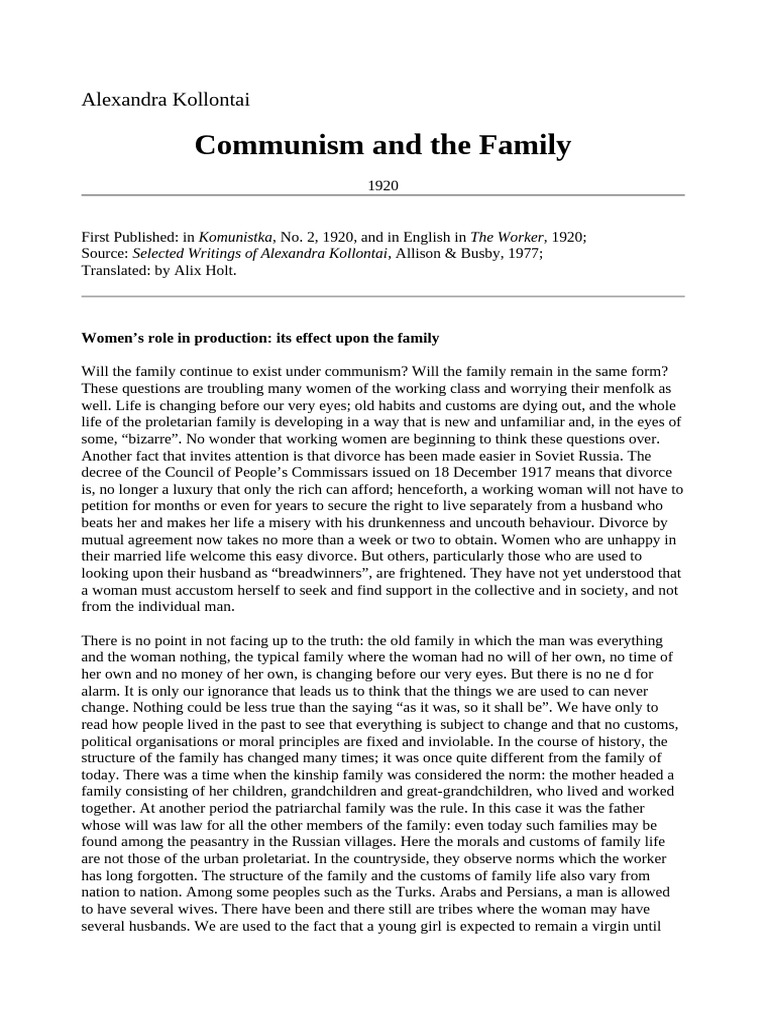 Communism and The Family | PDF