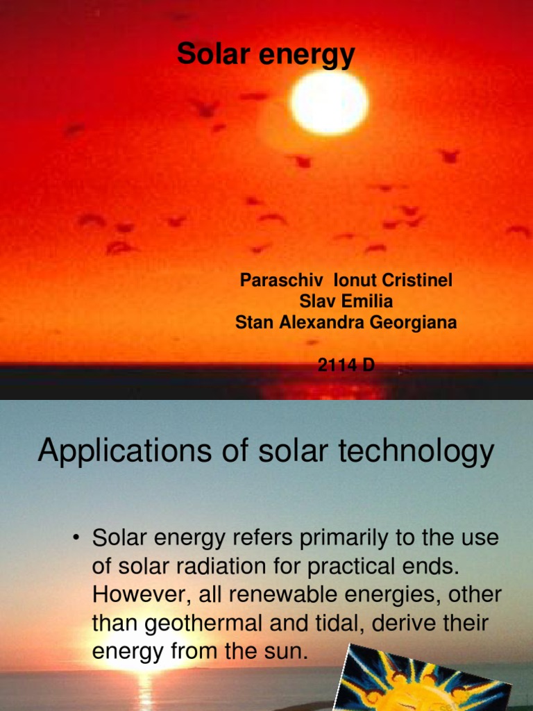 Solar Energy: Paraschiv Ionut Cristinel Slav Emilia Stan Alexandra ...