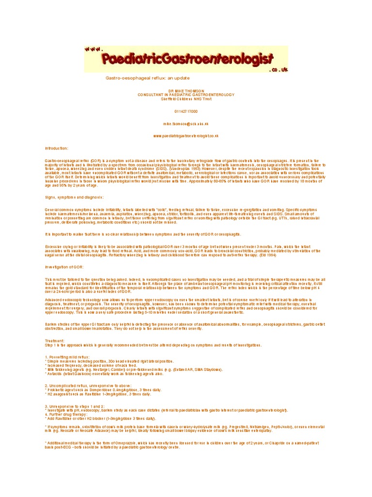 Childhood GORD Algorithm | PDF | Wellness | Medical