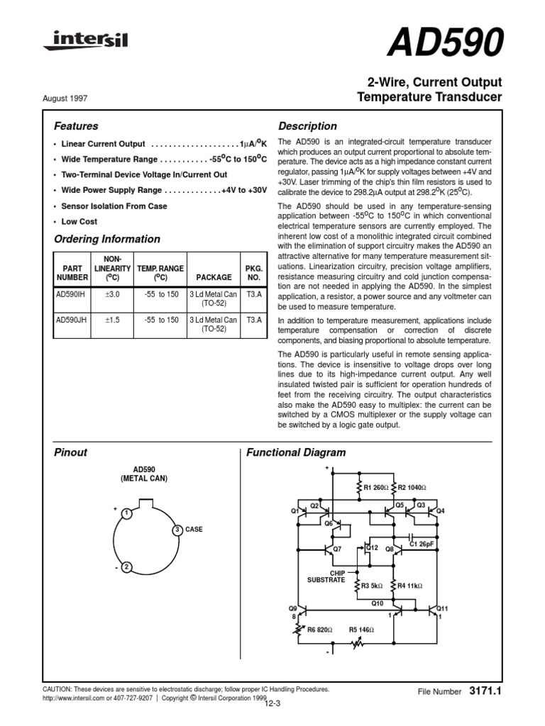 Datasheets AD590 | Electronic Circuits | Thermocouple | Free 30-day ...