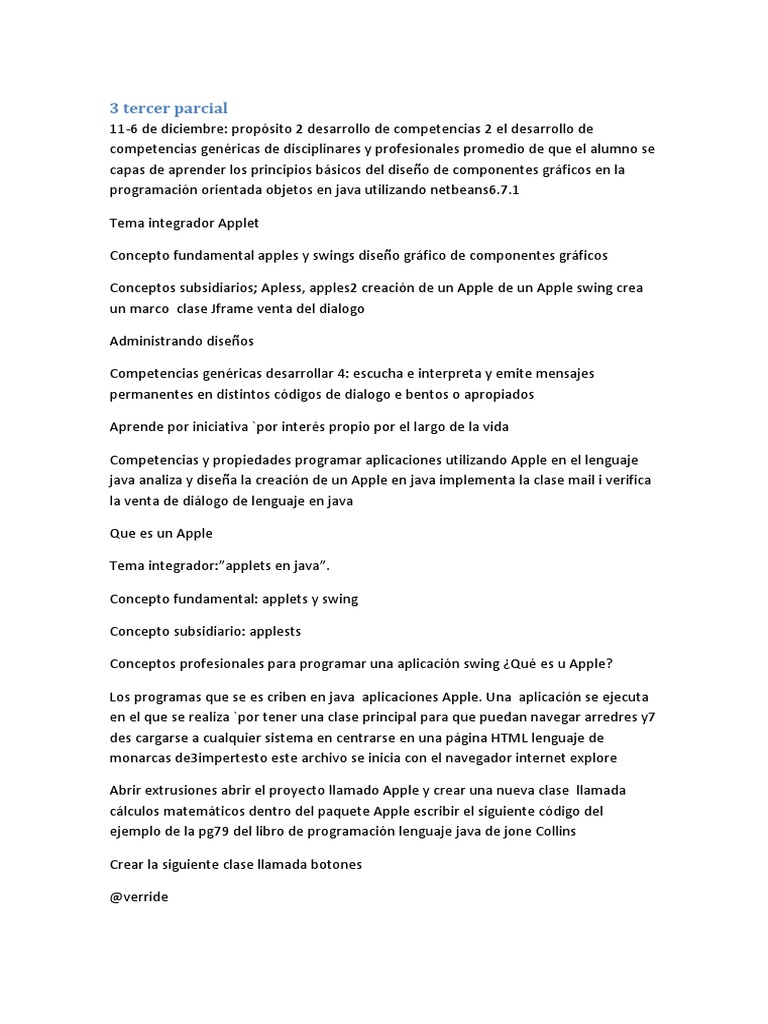 3 Tercer Parcial | PDF | Java (lenguaje de programación) | Programación de computadoras