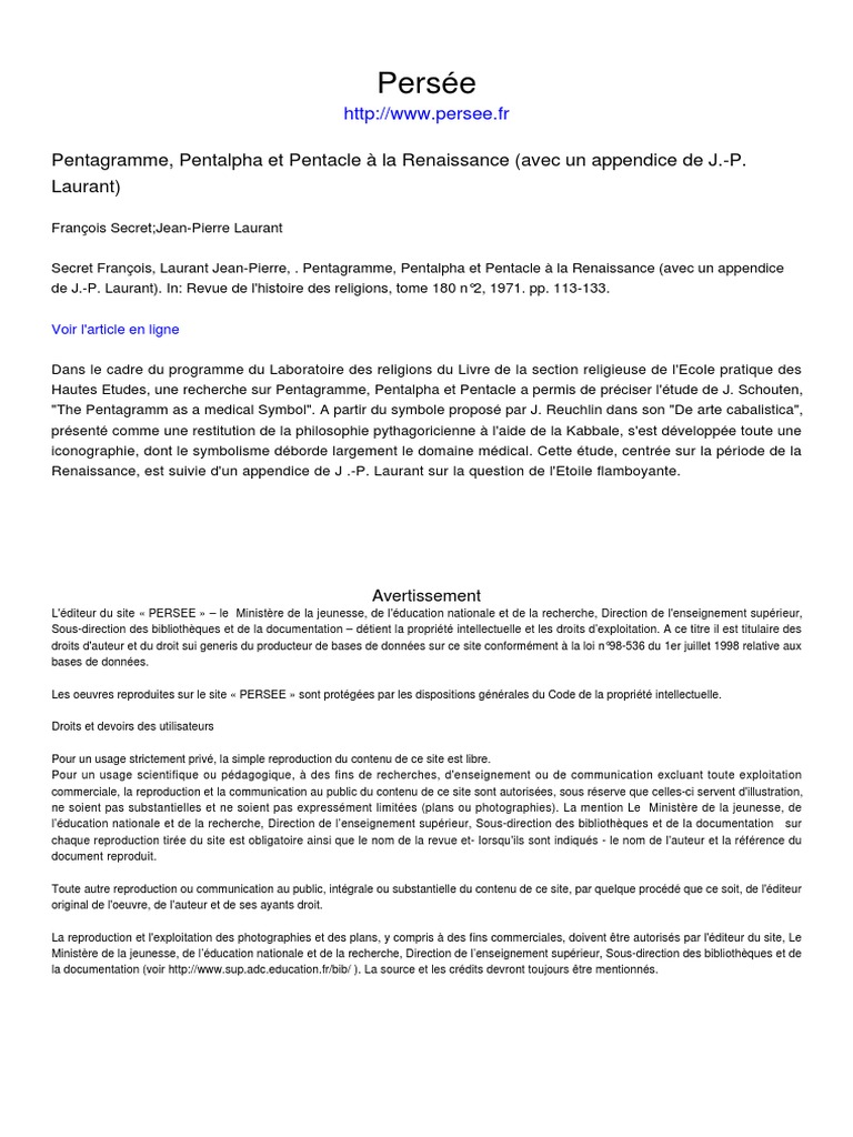 Pentagramme et Pentalpha à la Renaissance | PDF | Propriété intellectuelle