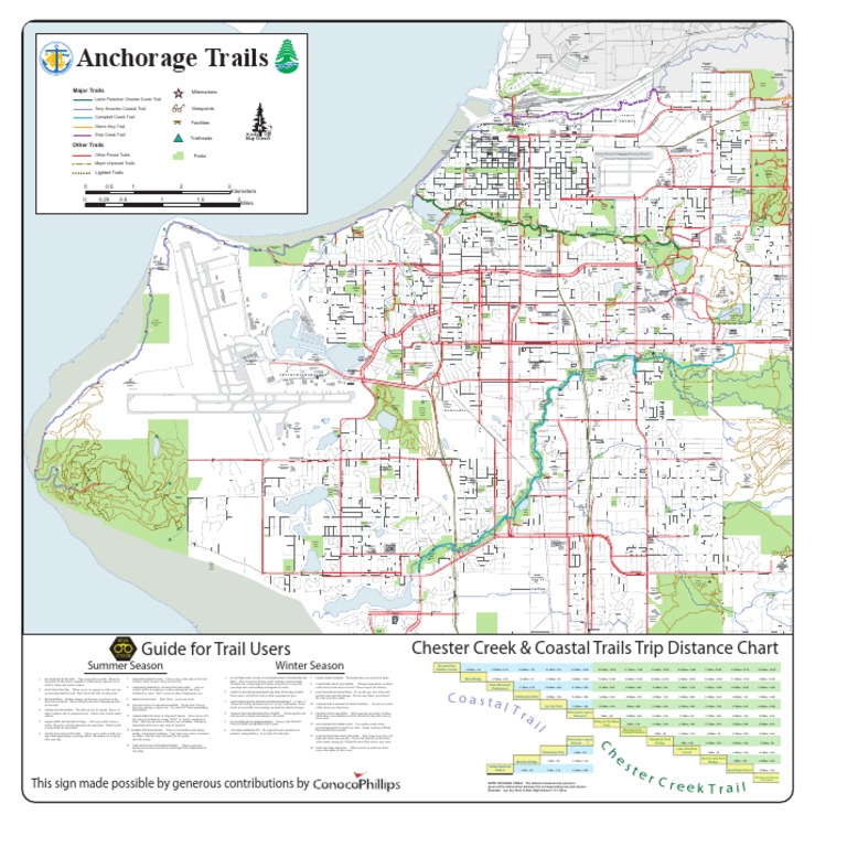 Anchorage Trails: Chester Creek & Coastal Trails Trip Distance Chart ...