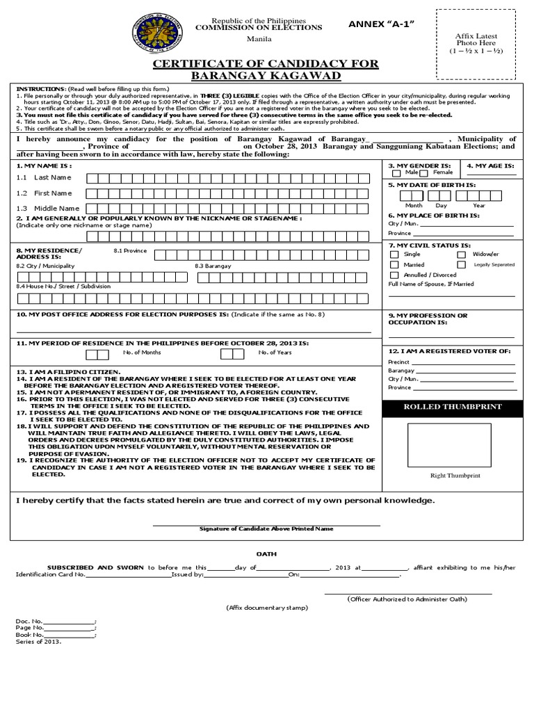 Coc Barangay Kagawad | PDF | Voter Registration | Government