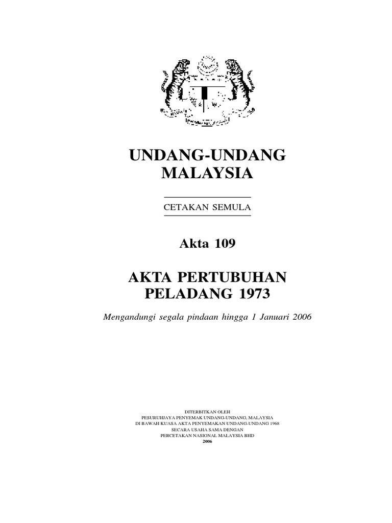 Akta 109 at Akta Pertubuhan Peladang at 1 | PDF