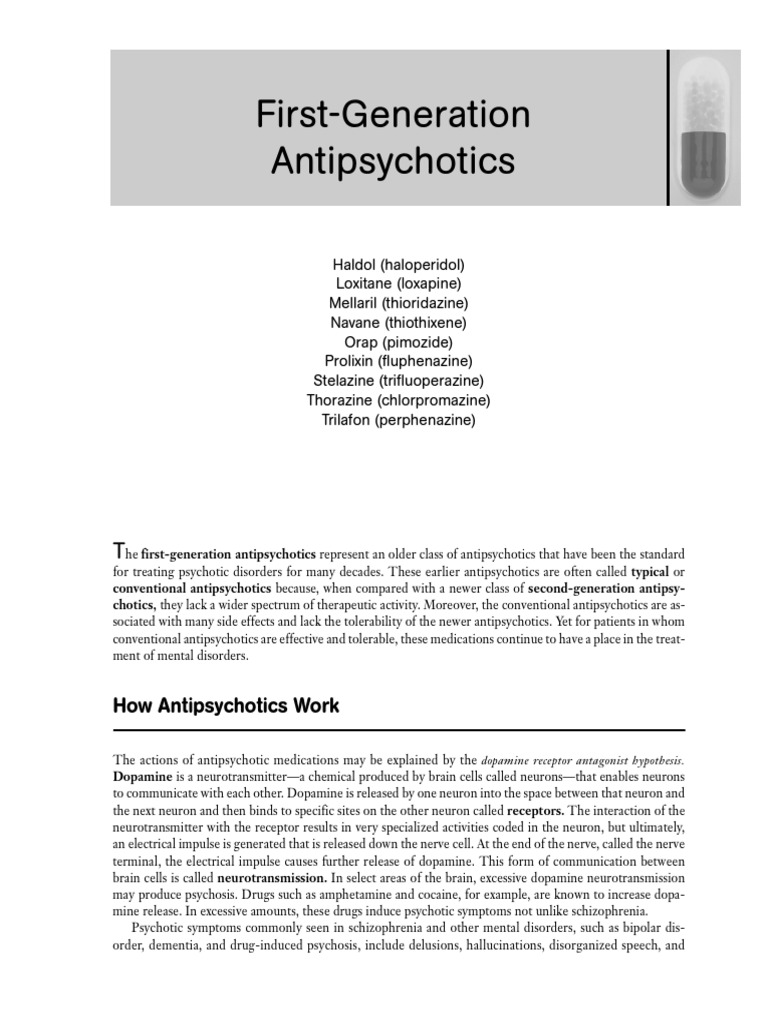 First-Generation Antipsychotics Overview | PDF | Antipsychotic | Psychosis