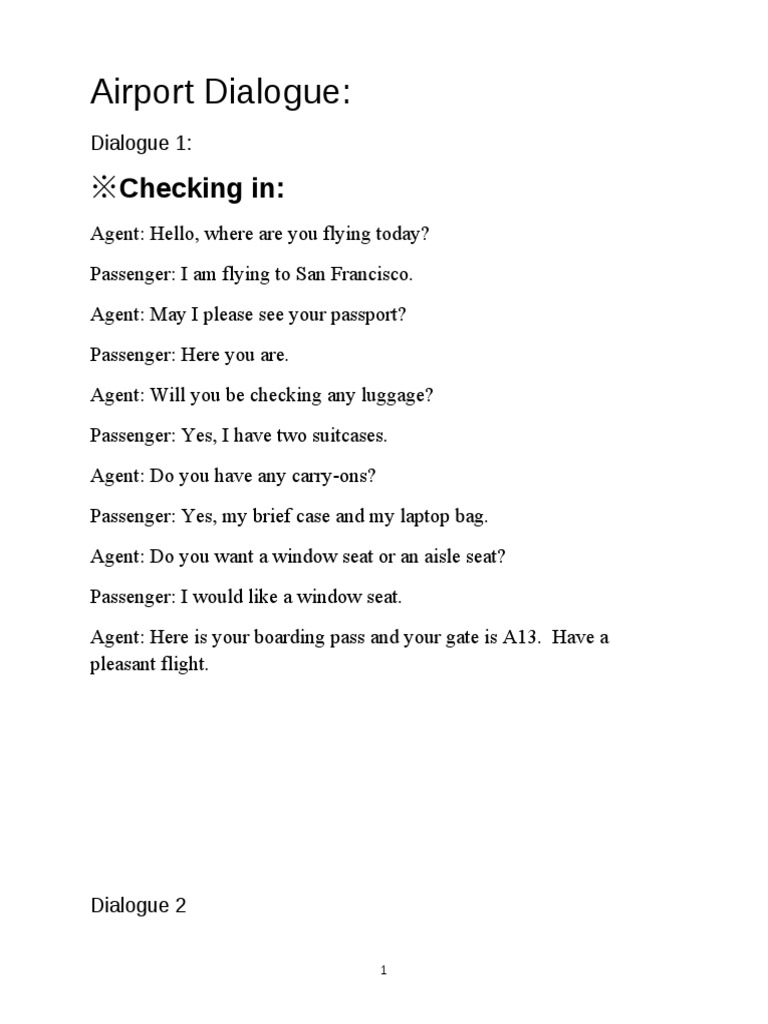 Airport Dialogue:: Checking in | PDF