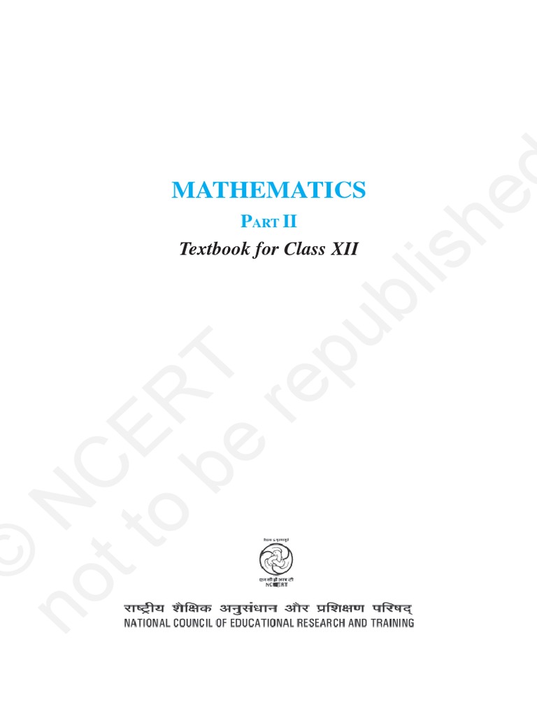 Cbse Class 12 Math Ncert Contents | PDF
