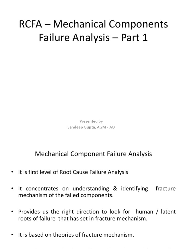RCA - Mechanical Component Failure Analysis - Part 1 | PDF | Fracture ...