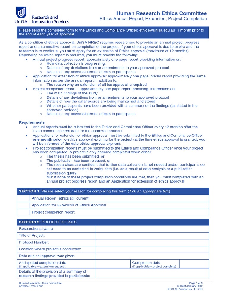 Human Research Ethics Report Guidelines | PDF | Institutional Review ...