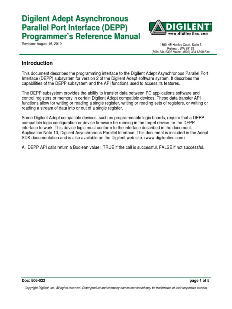 DEPP Programmer's Reference Manual | PDF | Data Buffer | Application Programming Interface