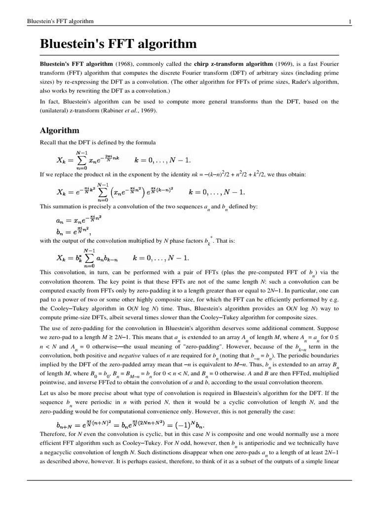 Bluestein-S FFT Algorithm | PDF | Fast Fourier Transform | Fourier Analysis