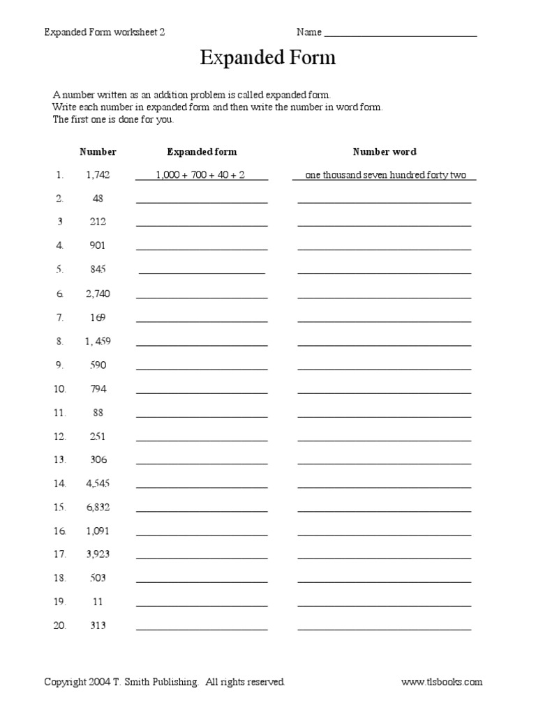 Expanded Form 2 | PDF