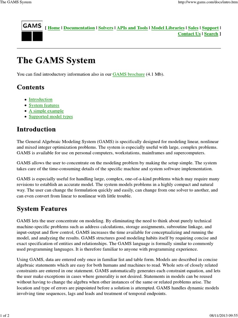 The GAMS System | PDF | Areas Of Computer Science | Software Engineering