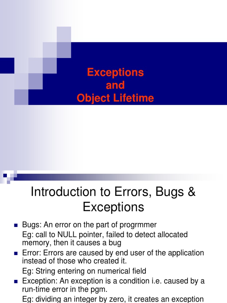 Exceptions and Object Lifetime | PDF | Areas Of Computer Science ...