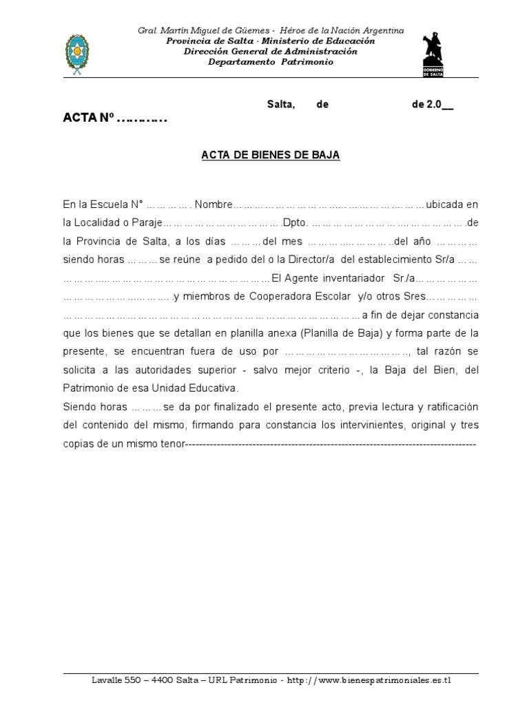 ACTA DE BAJA
