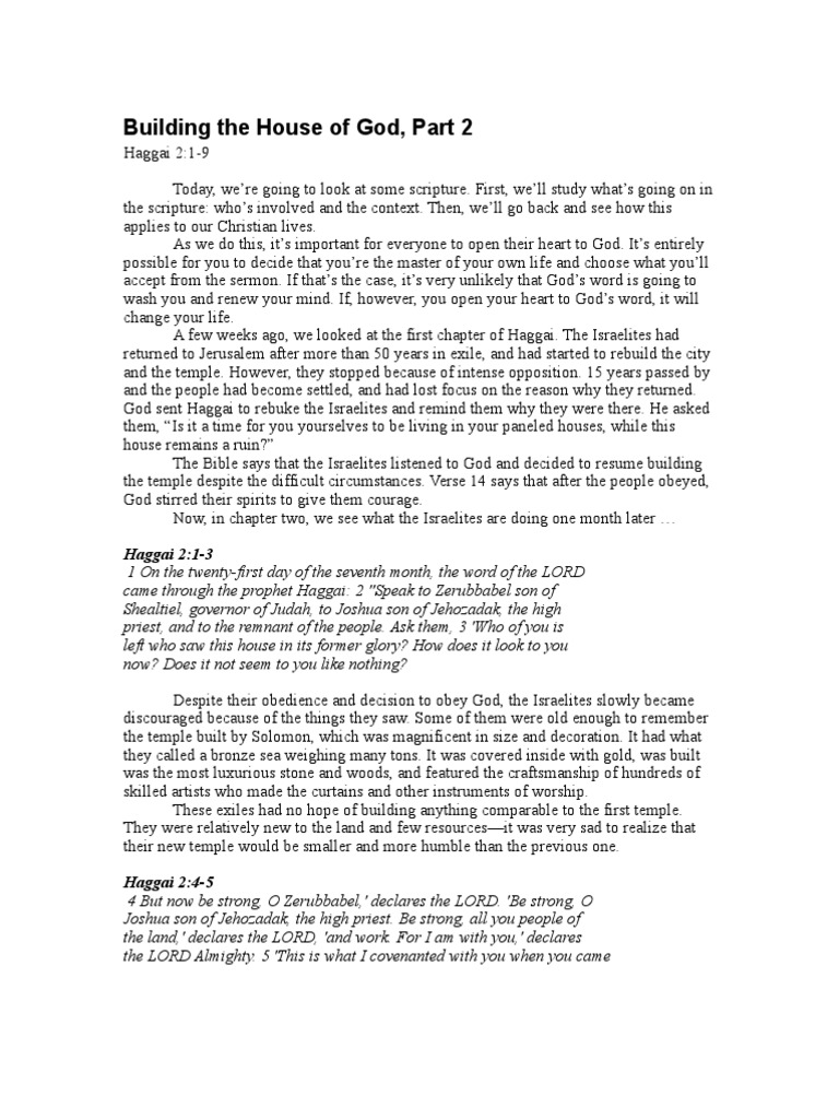 Building The House of God, Part 2 (Sermon) | PDF | Christian Church ...