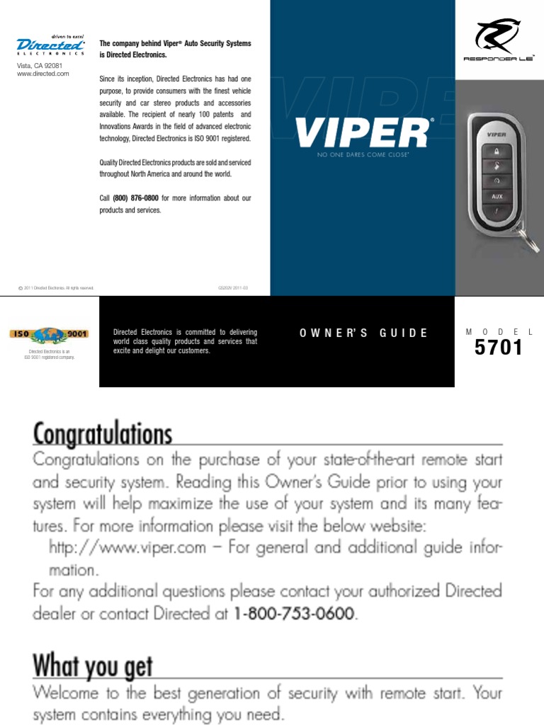 Viper Manual for 2-way systems | Light Emitting Diode | Remote Control