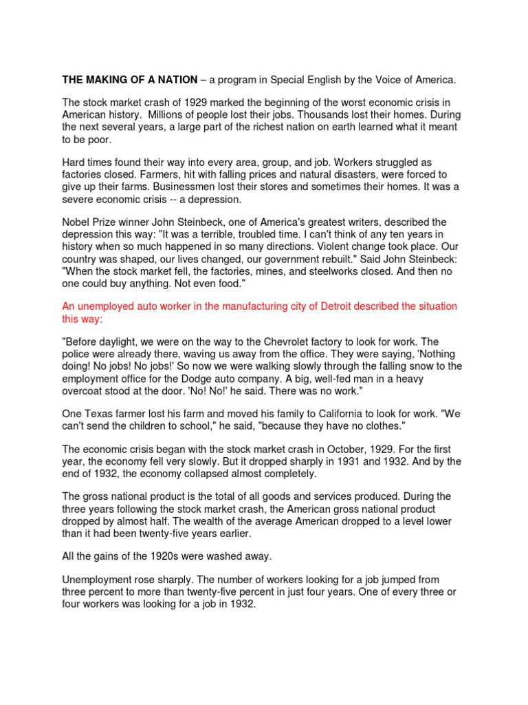 The Making of A Nation PDF | PDF | Wall Street Crash Of 1929 | United ...