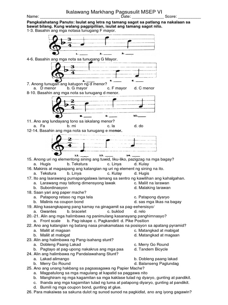 2nd Periodical Test MSEP VI | PDF