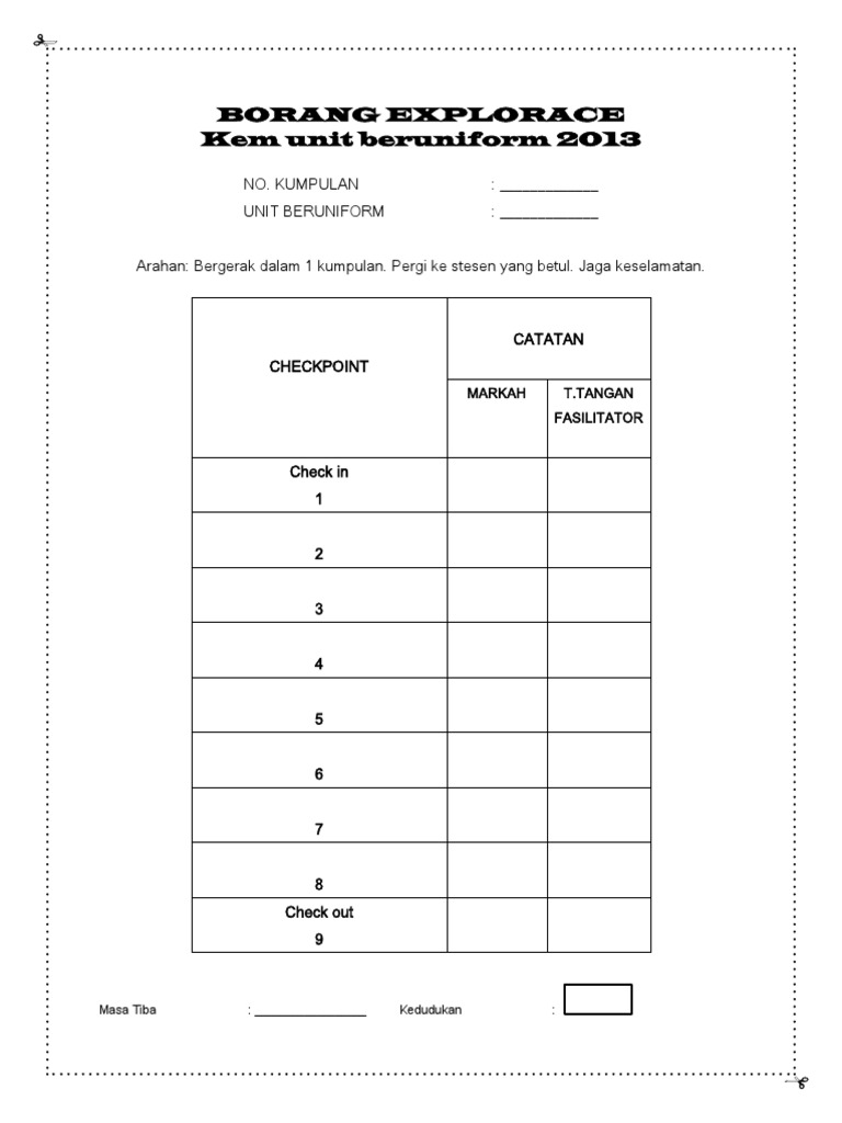 Borang Treasure Hunt / Explorace (Pencarian Harta Karun) | PDF