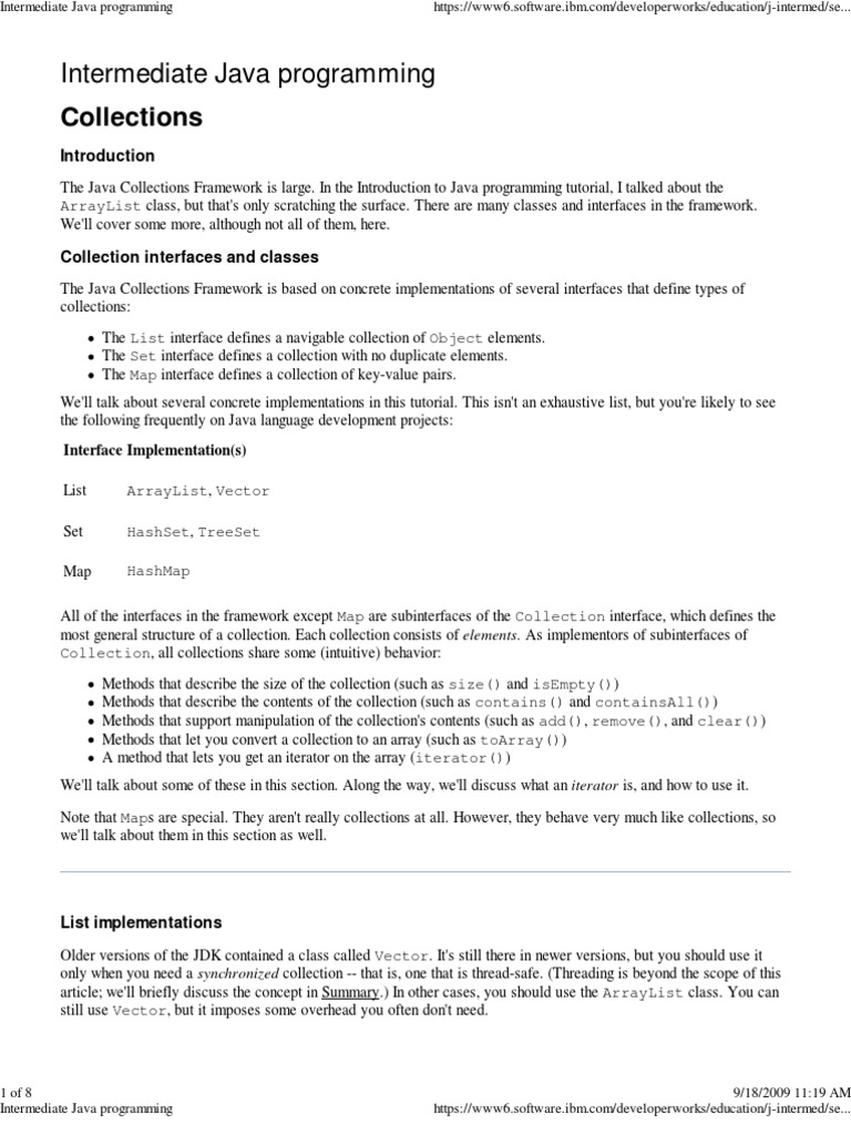 Collections Intermediate Java Programming Pdf Class Computer Programming Application