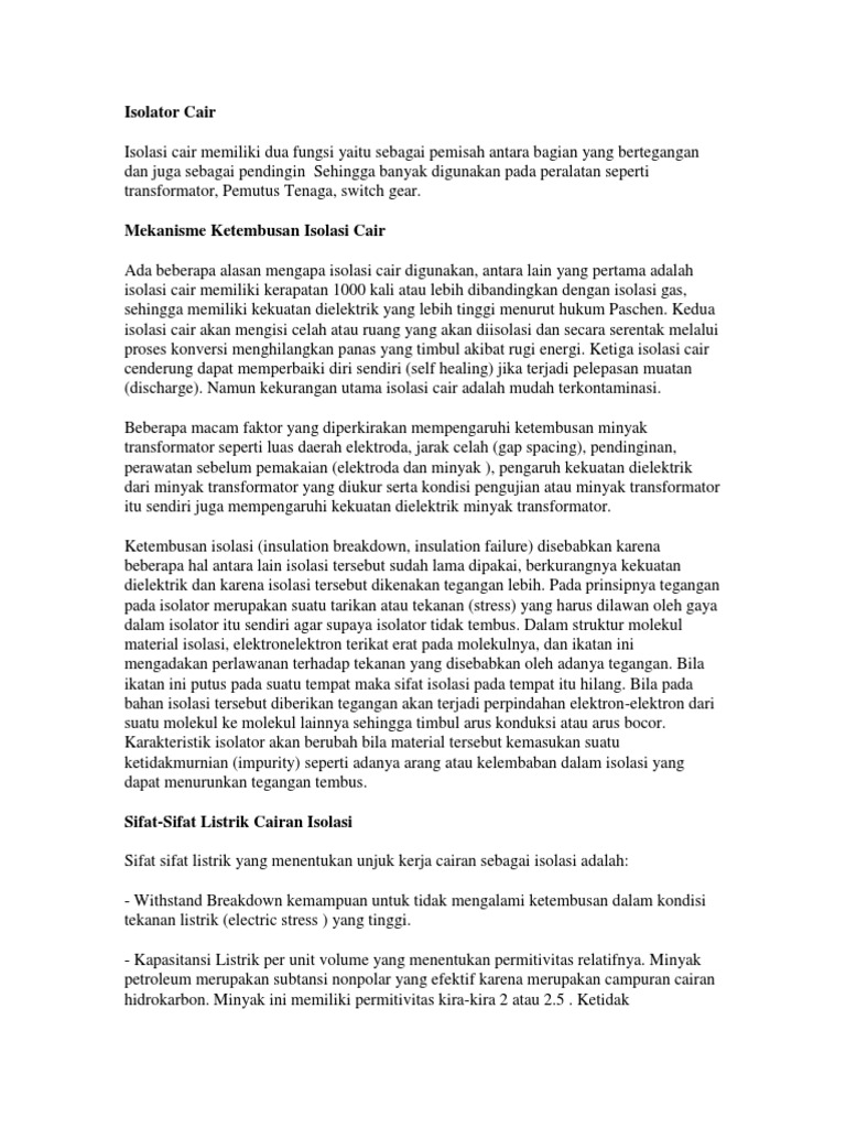 Isolator Cair | PDF