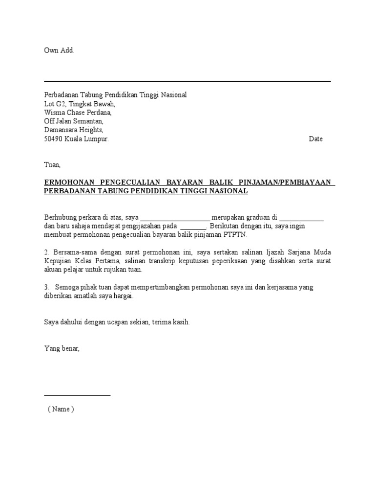 PTPTN Letter Upload | PDF | Pengelolaan Keuangan & Uang