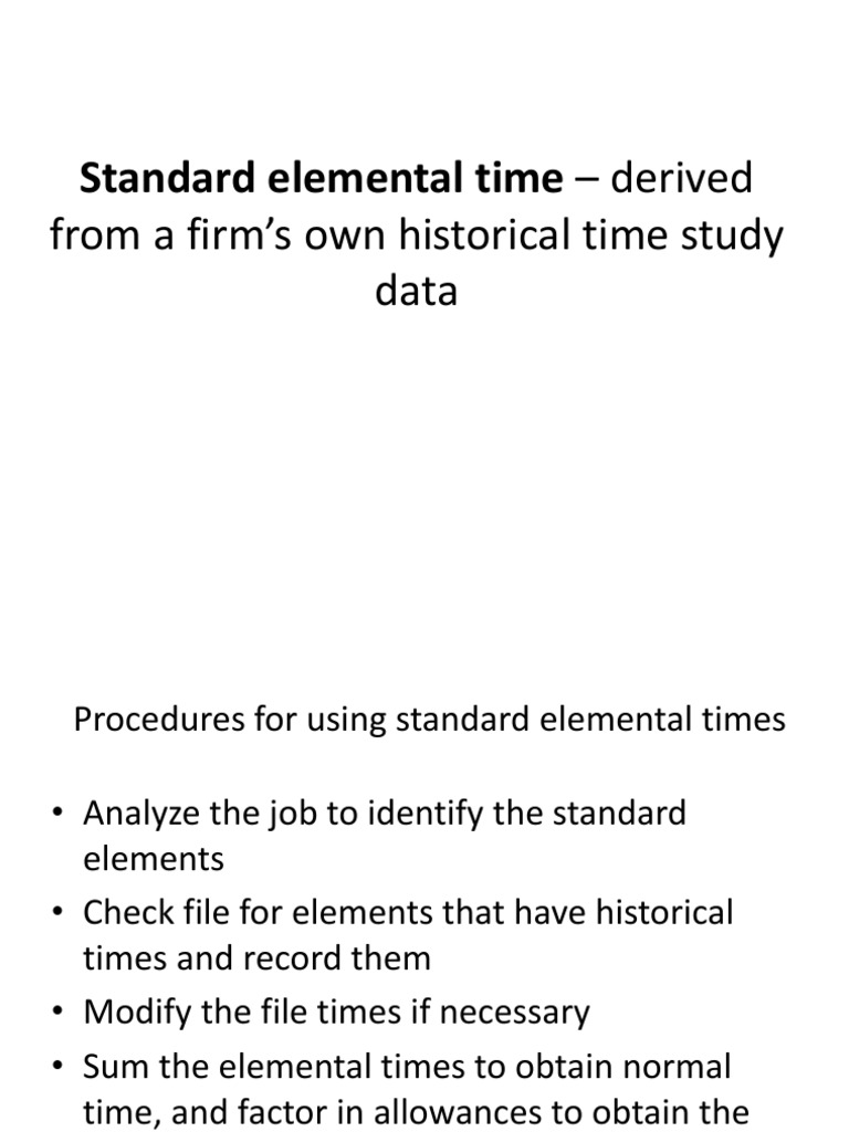Standard Elemental Time Procedures | PDF