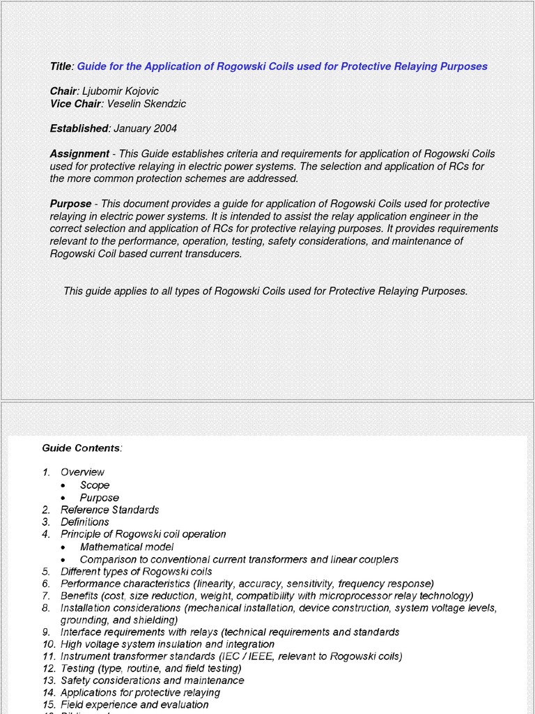 Guide For The Application of Rogowski Coils Used For Protective Relaying Purposes - SanDiego2005 ...