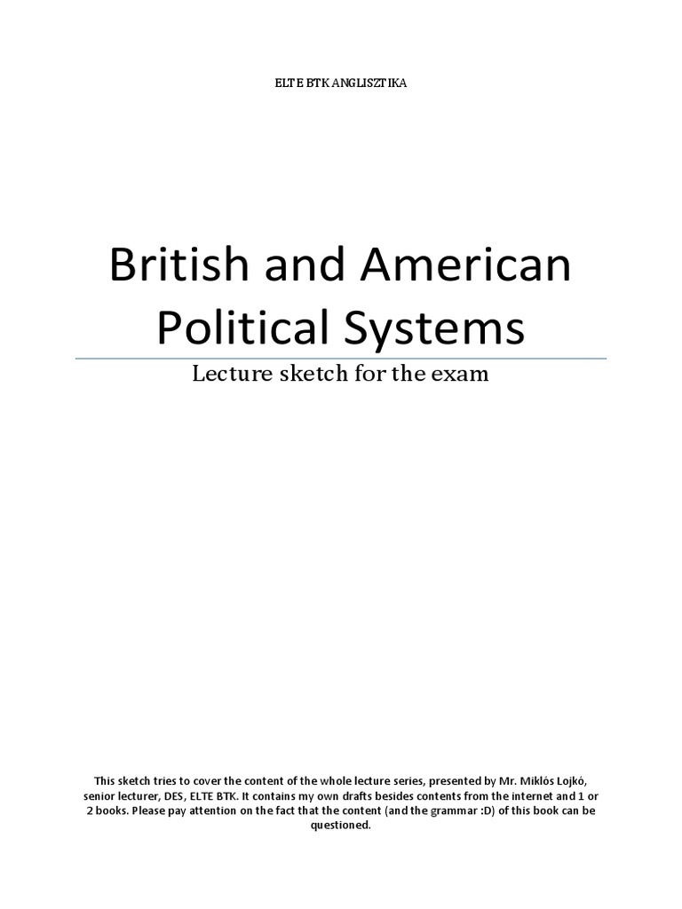 British and American Political Systems | PDF | Parliament Of The United ...