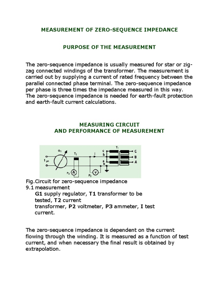 Measurement of Zero-Sequence Impedance Purpose of The Measurement | PDF ...