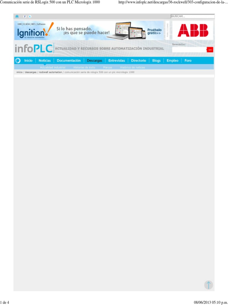 Comunicación Serie de RSLogix 500 Con Un PLC Micrologix 1000 PDF | PDF