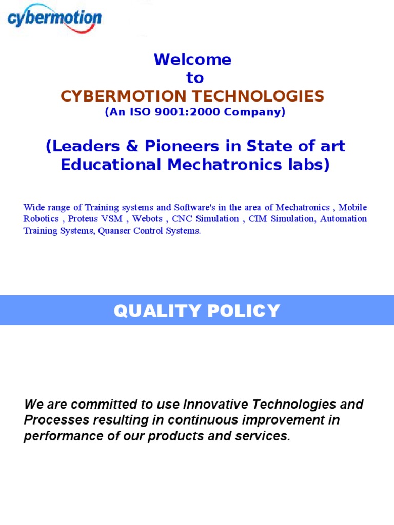 Cyber Motion Presentation On Mechtronics | PDF | Programmable Logic Controller | Control Theory