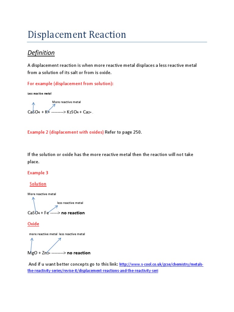 Displacement Reaction of Metals. | PDF