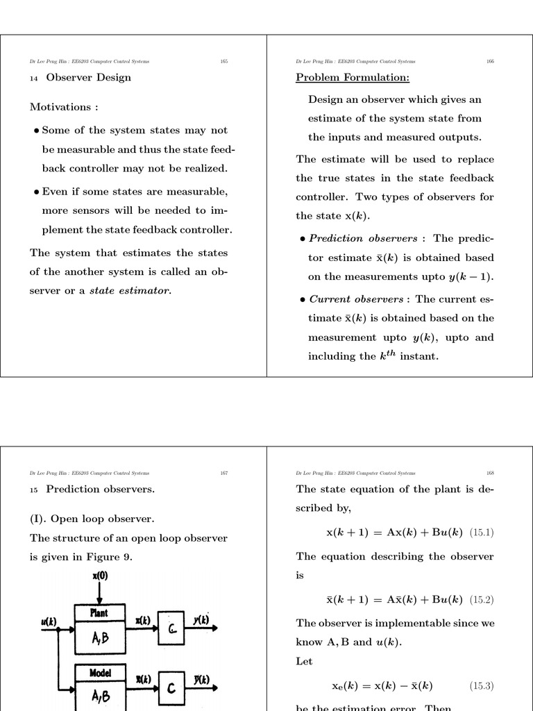DR Lee Peng Hin: EE6203 Computer Control Systems 165 DR Lee Peng Hin: EE6203 Computer Control ...