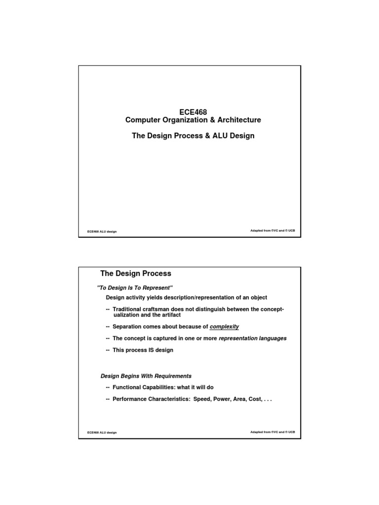 ECE468 Computer Organization & Architecture The Design Process & ALU ...