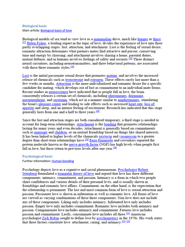 Biological Basis of Love: Main Article | PDF | Romance (Love) | Love
