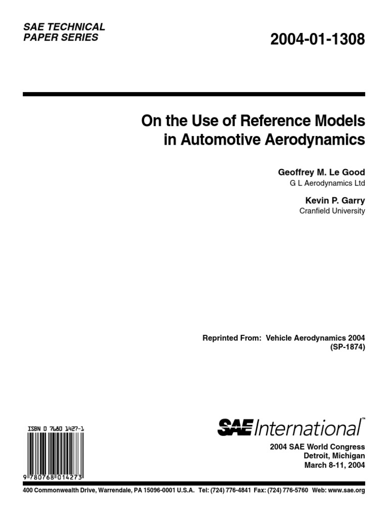 SAE Reference Bodies For Vehicle Aerodynamics | PDF | Computational ...